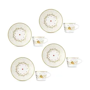 Bernardaud Noel 4 Piece Coffee Cups & Servers, Service For 2 - No Color