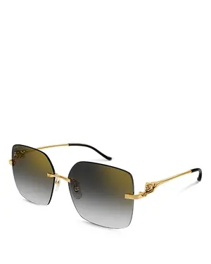 CARTIER Panthère Classic Rimless Sunglasses - Gold/gray Gradient