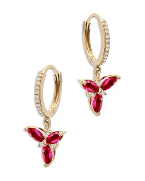 Bloomingdale'S Ruby And Diamond Drop Earrings - Red/gold