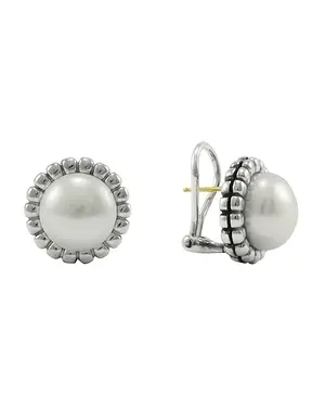Lagos Sterling Silver Pearl Earrings - White/silver
