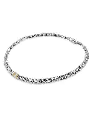 Lagos 18k Gold And Sterling Silver Diamond Lux Necklace