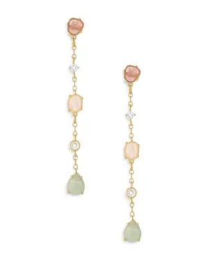 Ettika 18k Gold Plated Linear Drop Earrings - Multi/gold