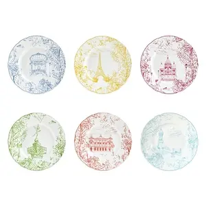 Bernardaud Tout Paris Assorted Salad Plates, Set Of 6 - Multi