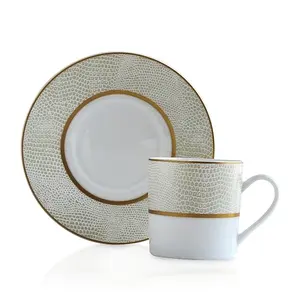 Bernardaud Sauvage White After Dinner Saucer - Gold/white