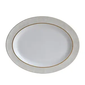 Bernardaud Sauvage White Oval Platter, 15 - Gold/white