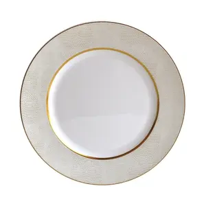 Bernardaud Sauvage White Dinner Plate - Gold/white