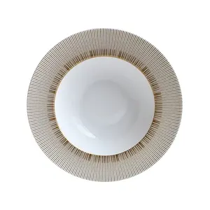 Bernardaud Sol Rim Soup Bowl - Gold/white