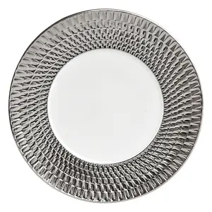 Bernardaud Twist Platinum Salad Plate Exclusive - White/platinum
