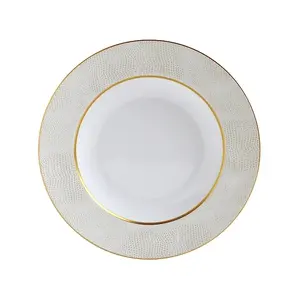 Bernardaud Sauvage White Rim Soup Bowl - Gold/white