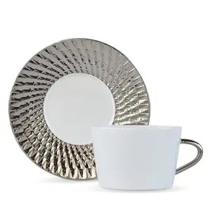 Bernardaud Twist Platinum Tea Cup Exclusive - White/platinum