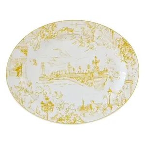 Bernardaud Tout Paris Oval Platter - White/yellow