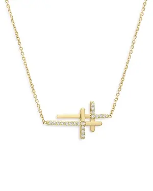 Bloomingdale'S Diamond Double Cross Pendant Necklace - White/gold