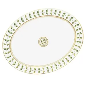 Bernardaud Constance Oval Platter, 13 - Green/gold