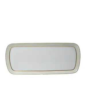 Bernardaud Sauvage White Rectangular Cake Platter - Gold/white