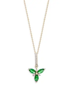 Bloomingdale'S Emerald And Diamond Pendant Necklace - Green/gold