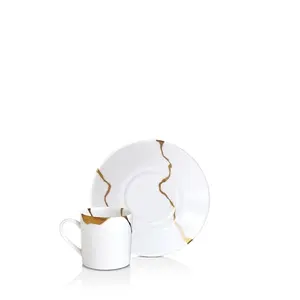 Bernardaud Kintsugi-sarkis Cup & Saucer, Set Of 6 - White/gold