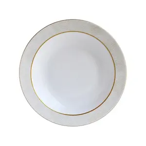 Bernardaud Sauvage White Deep Round Dish - Gold/white