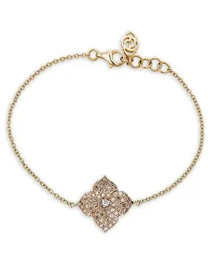 Piranesi 18k Diamond Flower Link Bracelet - Rose Gold