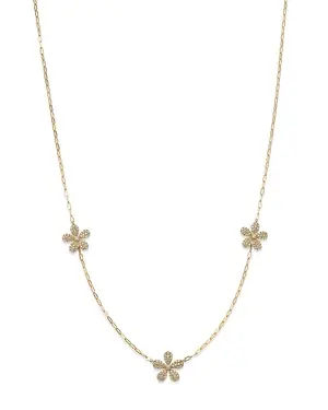BLOOMINGDALE'S Diamond Flower Station Necklace In 14K Yellow Gold