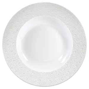 Bernardaud Ecume Perle Rim Soup Plate - White