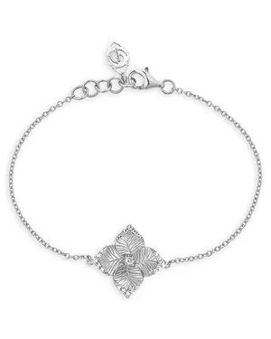 Piranesi 18k Gold Diamond Flower Link Bracelet - White