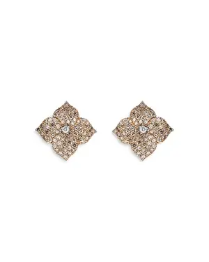 Piranesi 18k Rose Gold Diamond Flower Earrings - Champagne/rose Gold