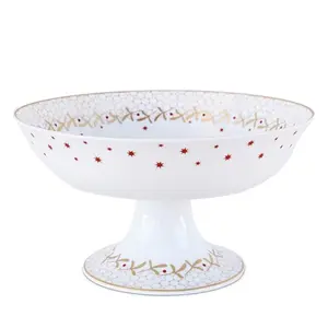 Bernardaud Noel Footed Cake Plate - White