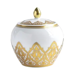 Bernardaud Venise Sugar Bowl - White/gold
