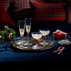 THE MARTHA, BY BACCARAT Harcourt Eve Flute, Set Of 2 - Clear/red
