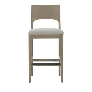 BERNHARDT Solaria Wood Back Bar Stool - Gray