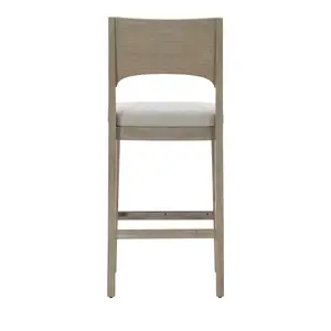 BERNHARDT Solaria Wood Back Bar Stool - Gray