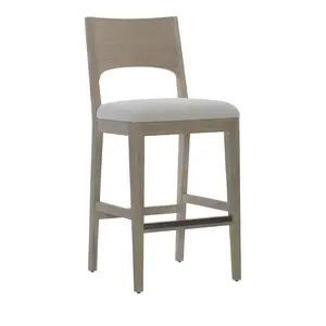 BERNHARDT Solaria Wood Back Bar Stool - Gray