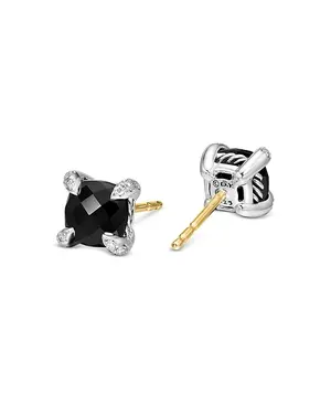 David Yurman Chatelaine Stud Earrings With Black Onyx And Diamonds - Black/silver