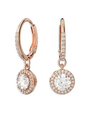 SWAROVSKI Una Huggie Hoop Drop Earrings - Rose Gold