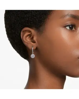 SWAROVSKI Una Huggie Hoop Drop Earrings - Silver