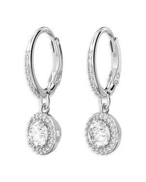 SWAROVSKI Una Huggie Hoop Drop Earrings - Silver