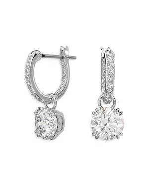 SWAROVSKI Stilla Huggie Hoop Drop Earrings - Silver