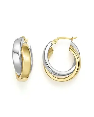 Bloomingdale'S 14k Yellow And White Gold Dual Hoop Earrings - Gold/white