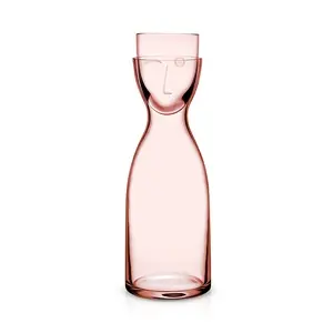 NUDE GLASS Mr. & Mrs. Large Bedside Water Set, Dusty Rose - Pastl Pink