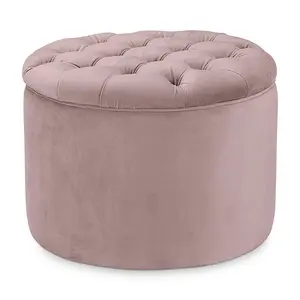 TOV FURNITURE Queen Velvet Storage Ottoman - Blush