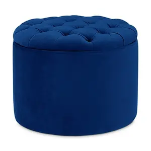 TOV FURNITURE Queen Velvet Storage Ottoman - Navy