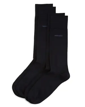 BOSS Solid Dress Socks Pack Of 2 - Dark Blue