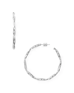 Aqua Twist Hoop Earrings - Silver