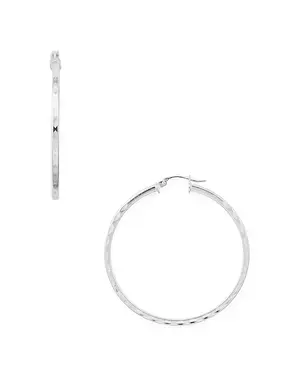 Aqua Dimpled Sterling Hoop Earrings - Silver
