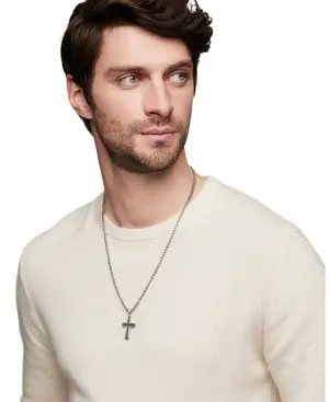David Yurman Deco Cross Pendant - Black/silver