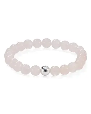 Aqua Aqua Sterling Silver & Stone Beaded Stretch Bracelet Rose Quartz/silver