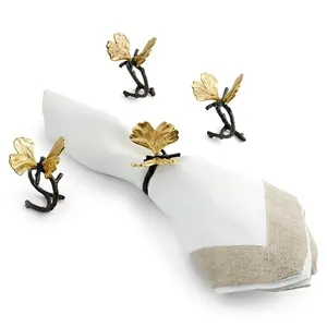 Michael Aram Butterfly Ginkgo Napkin Ring Set - Gold