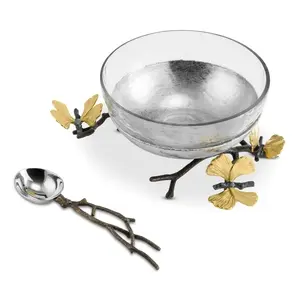 Michael Aram Butterfly Ginkgo Glass Nut Dish With Spoon