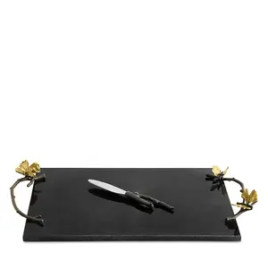 Michael Aram Butterfly Ginkgo Cheeseboard With Knife - Black/silver/gold