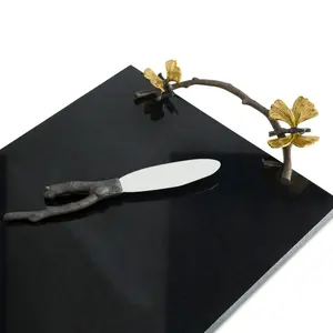 Michael Aram Butterfly Ginkgo Cheeseboard With Knife - Black/silver/gold